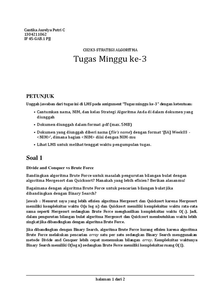 (SA) Week03 - 1304211062 | PDF