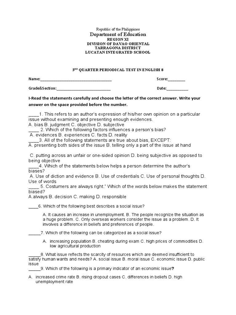3rd Periodical Exam | PDF | Personal Computers | Essays