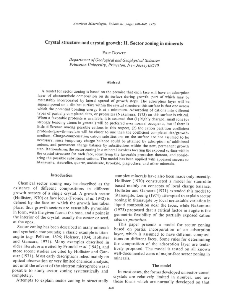 Crystal Structure and Crystal Growth II. Sector Zoning in Minerals | PDF