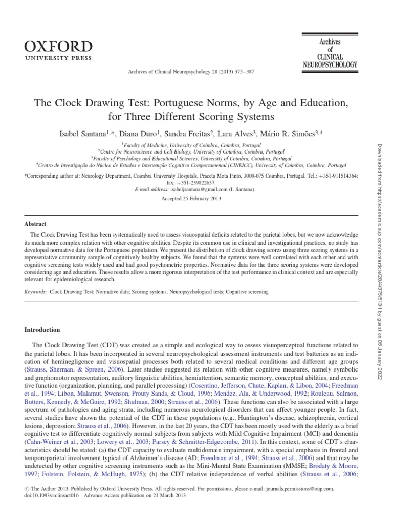 Clock Drawing Test Normative Data | PDF | Statistics | Multicollinearity