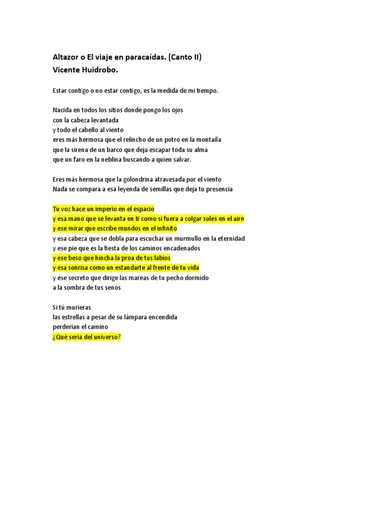 Altazor o El Viaje en Paracaídas | PDF | Poesía | Libros para adolescentes