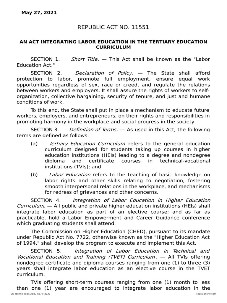 Republic Act No. 11551: CD Technologies Asia, Inc. © 2022 | PDF ...