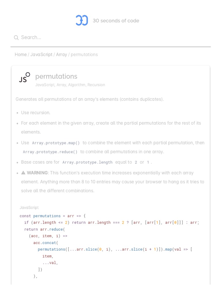 JavaScript Array Permutations Guide | PDF