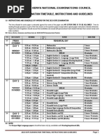 KCSE 2025 Exam Timetable Summary | PDF