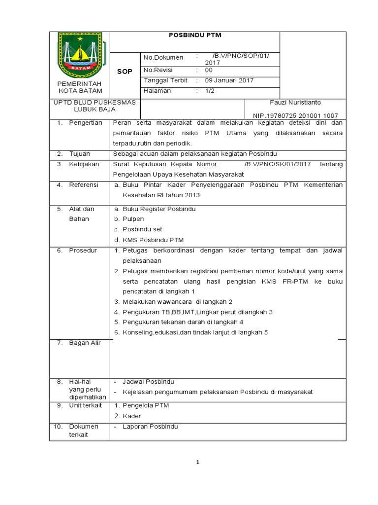 Sop Posbindu PTM | PDF