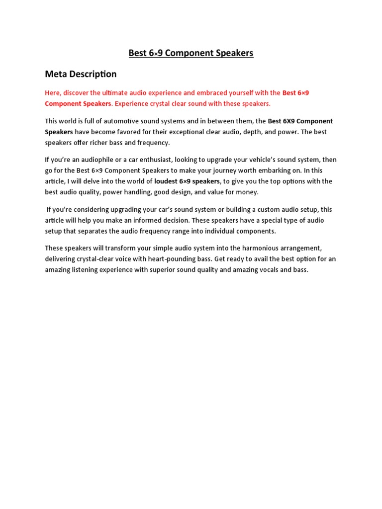 Component Speakers | PDF | Games & Activities | Technology & Engineering