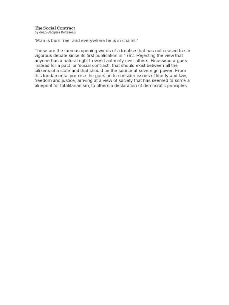 The Social Contract by Jean-Jacques Rousseau | PDF