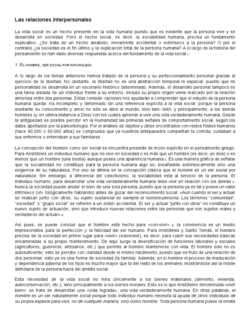 Las Relaciones Interpersonales | PDF | Amor | Individualismo