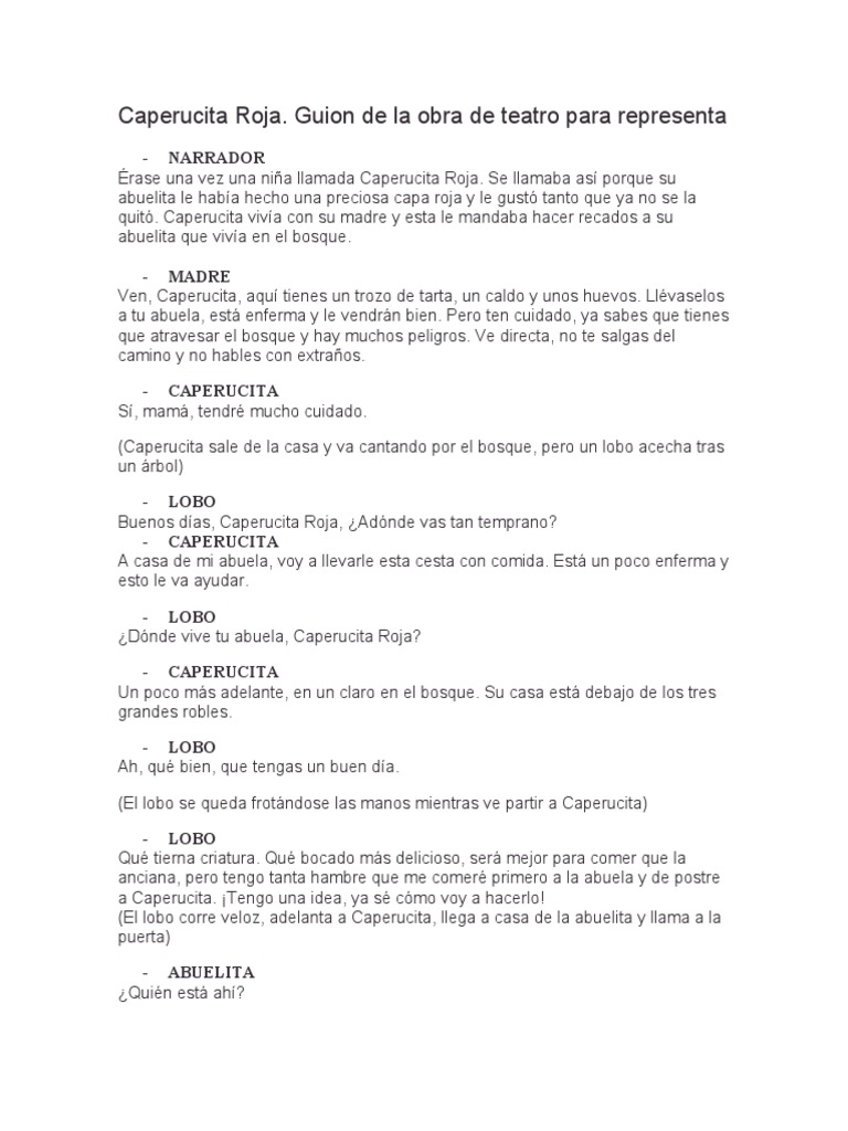 Guion de Caperucita Roja para teatro | PDF