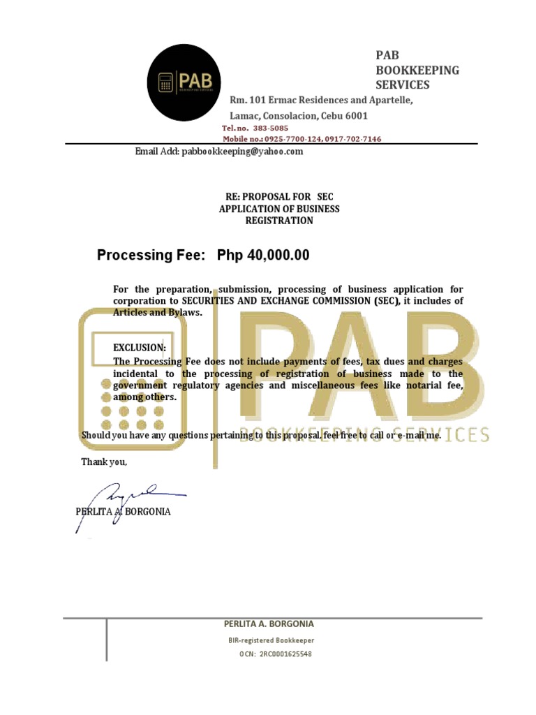 Proposal - For Corporation Processing | PDF