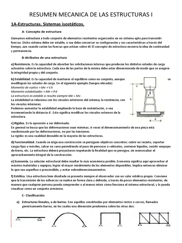 Resumen Mecanica de Las Estructuras I | PDF | Viga (Estructura) | Rigidez