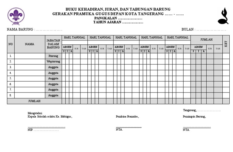 BUKU KEHADIRAN, IURAN, DAN TABUNGAN BARUNG SIAGA-per-bulan | PDF