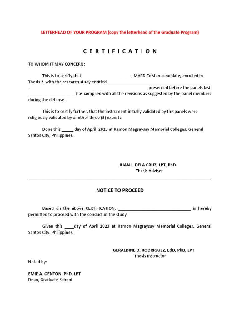 Certification to Proceed | PDF