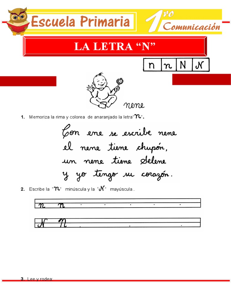 Actividades de la letra N para primer grado | PDF