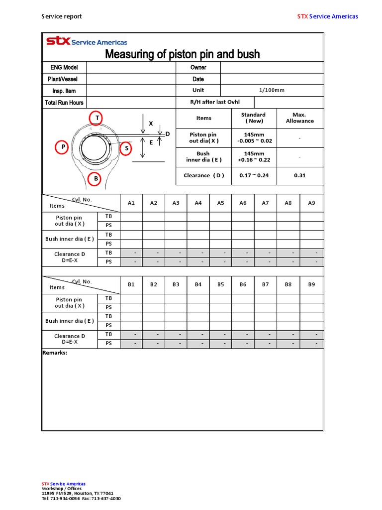 Piston Pin and Bush Measurement July 2015 | PDF