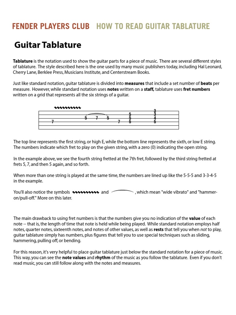 How To Read Tab | PDF | Necked Lutes | Music Theory