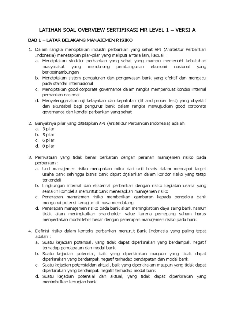 Soal Level 1 - Overview - Versi A | PDF