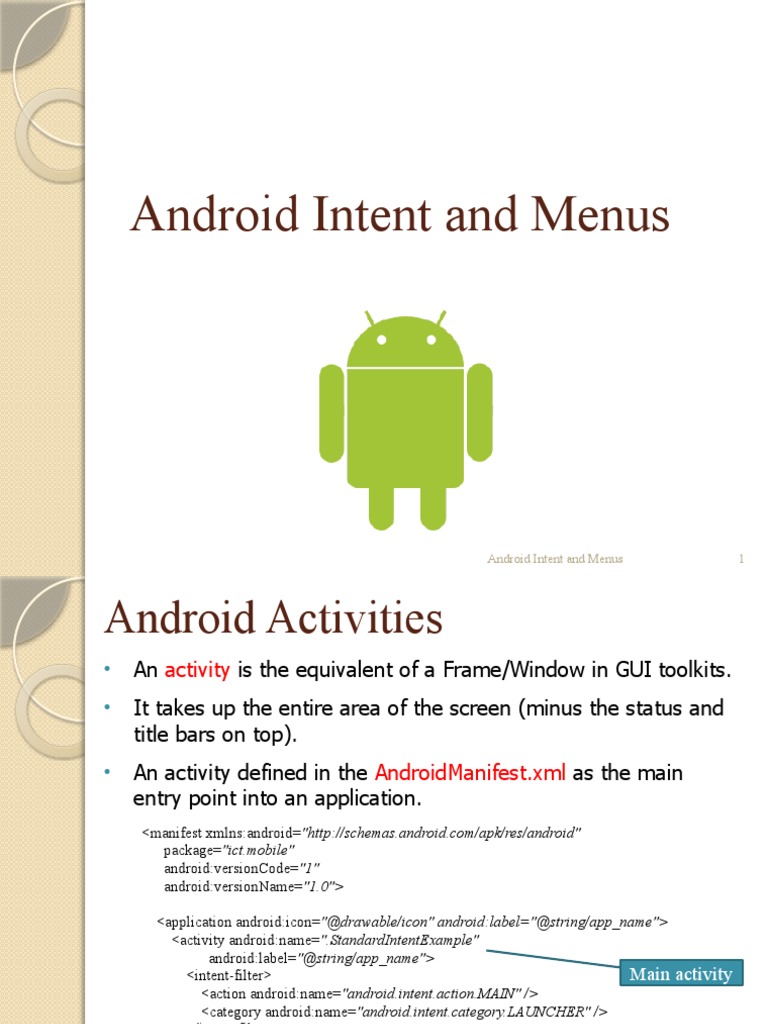 L05 - Android Intent and Menu ITP4501 2019 | PDF | Menu (Computing) | Software