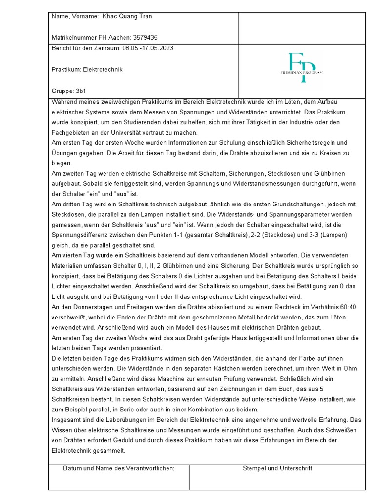 Vorlage_Praktikumsbericht | PDF