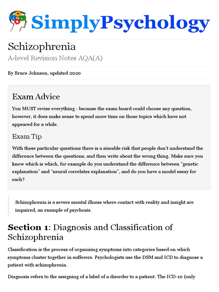 Schizophrenia A-Level Revision Guide | PDF | Schizophrenia | Antipsychotic