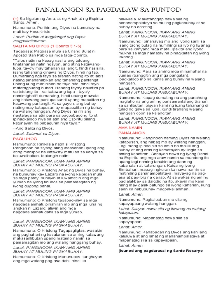 Panalangin Sa Pagdalaw Sa Puntod | PDF