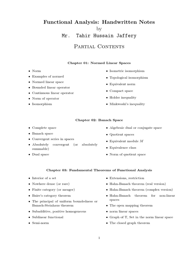Functional Analysis by Tahir Hussain Jaffery | Download Free PDF ... Functional Analysis by Tahir Hussain Jaffery | Download Free PDF ...
