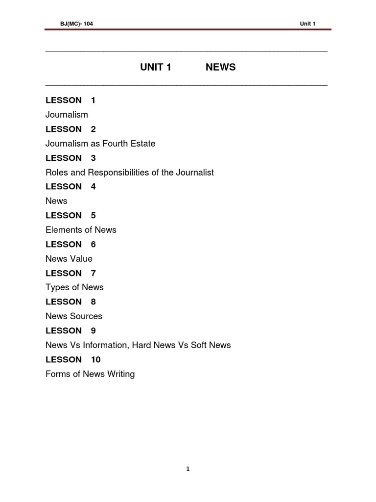 Unit 1 | PDF | News | Journalism