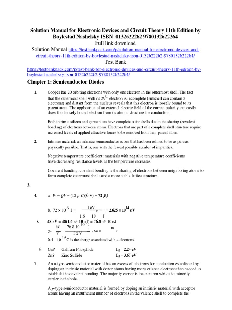 Solution Manual For Electronic Devices and Circuit Theory 11th Edition by Boylestad Nashelsky ...