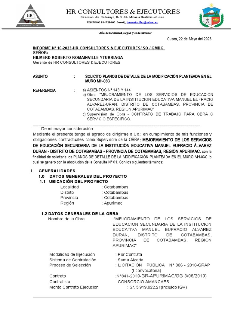 informe N° 16 2023 SOLICITO DETALLES | PDF