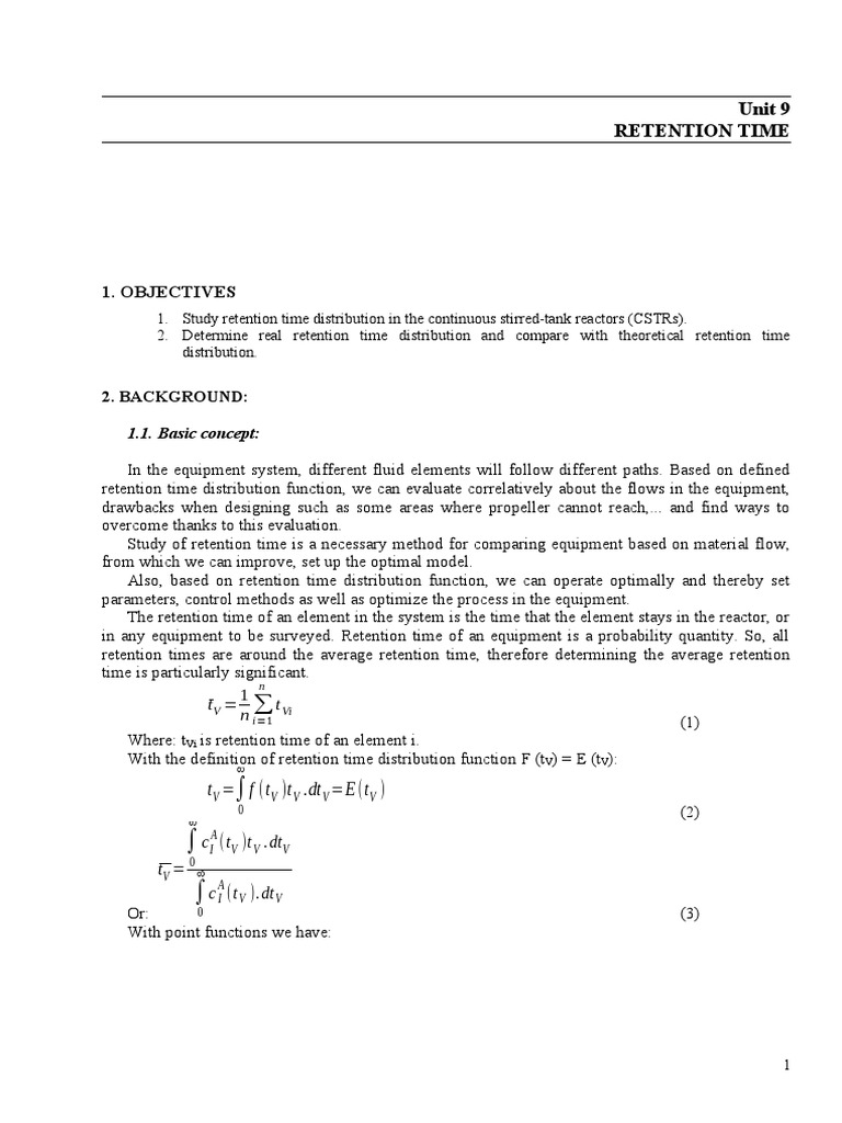 L5 - Retention Time - Guideline - EN | PDF | Chemistry | Applied And Interdisciplinary Physics