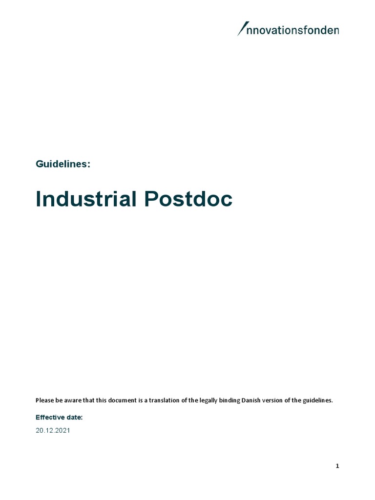 Guidelines Industrial Postdoc 20 12 2021 Pdf Sustainability