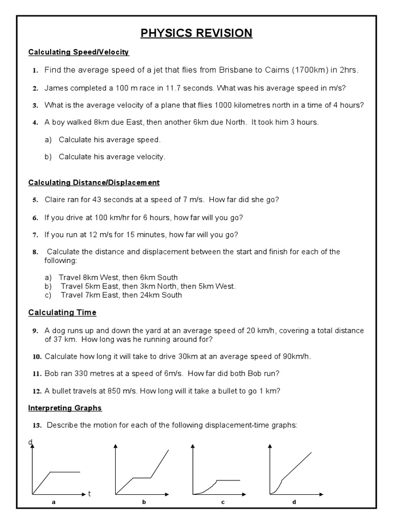 Physics Revision | PDF | Speed | Velocity