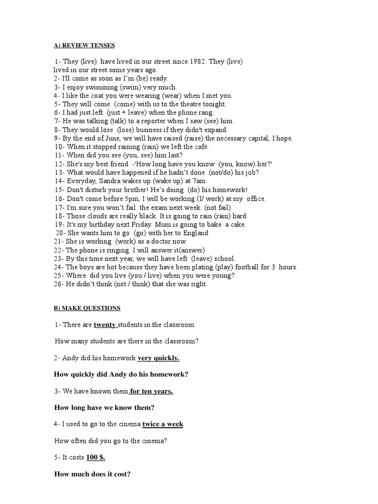 English Grammar Exercises | PDF