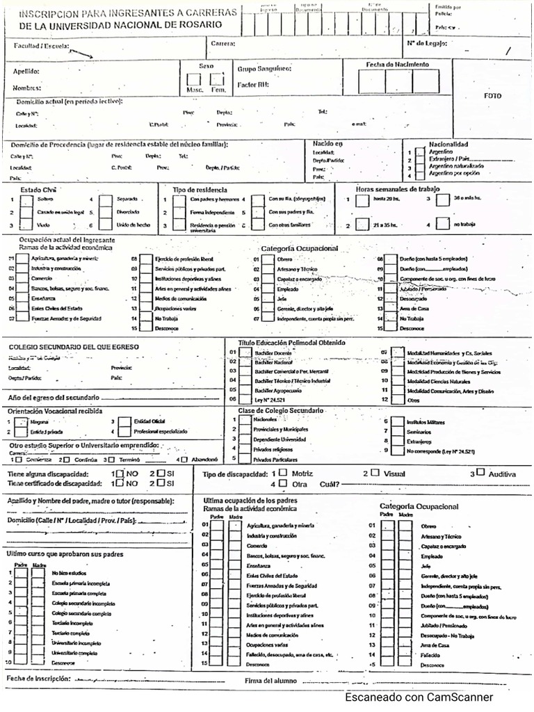 ALUM-FO-Formulario SUR I | PDF