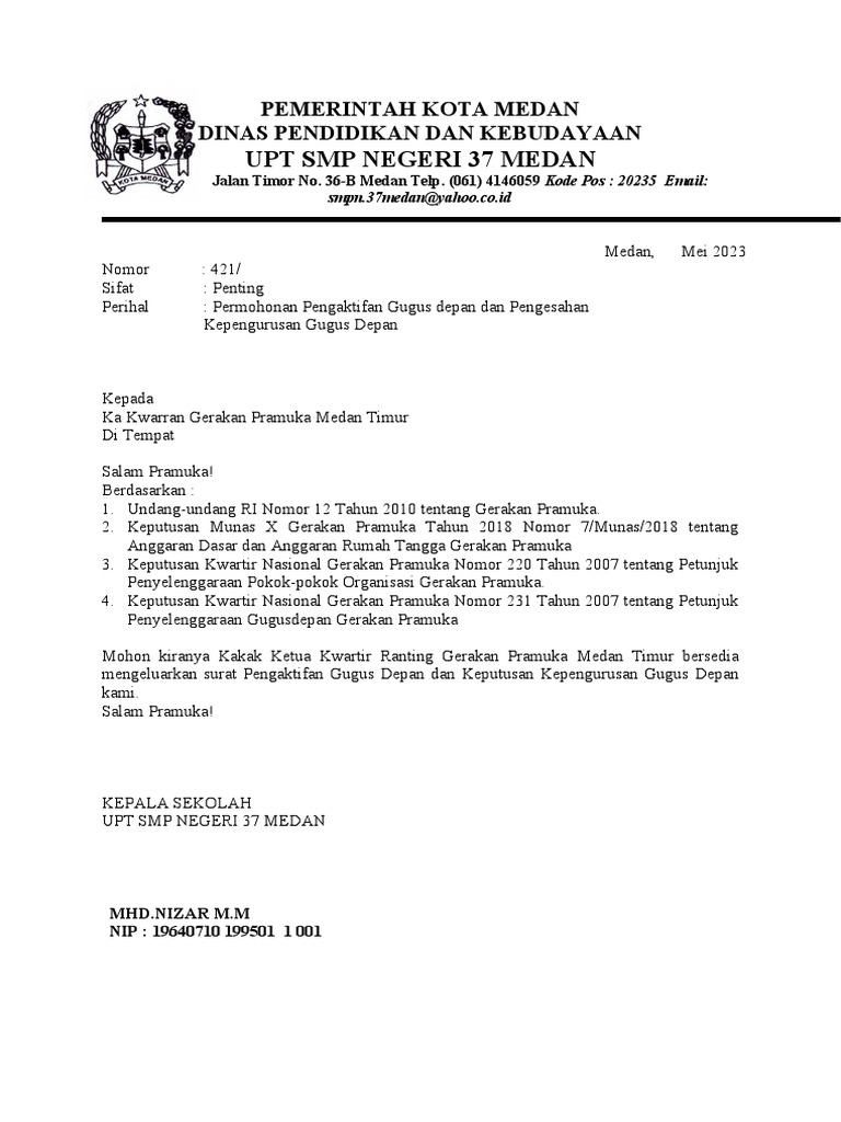 Surat Permohonan Gudep 37 Terbaru | PDF