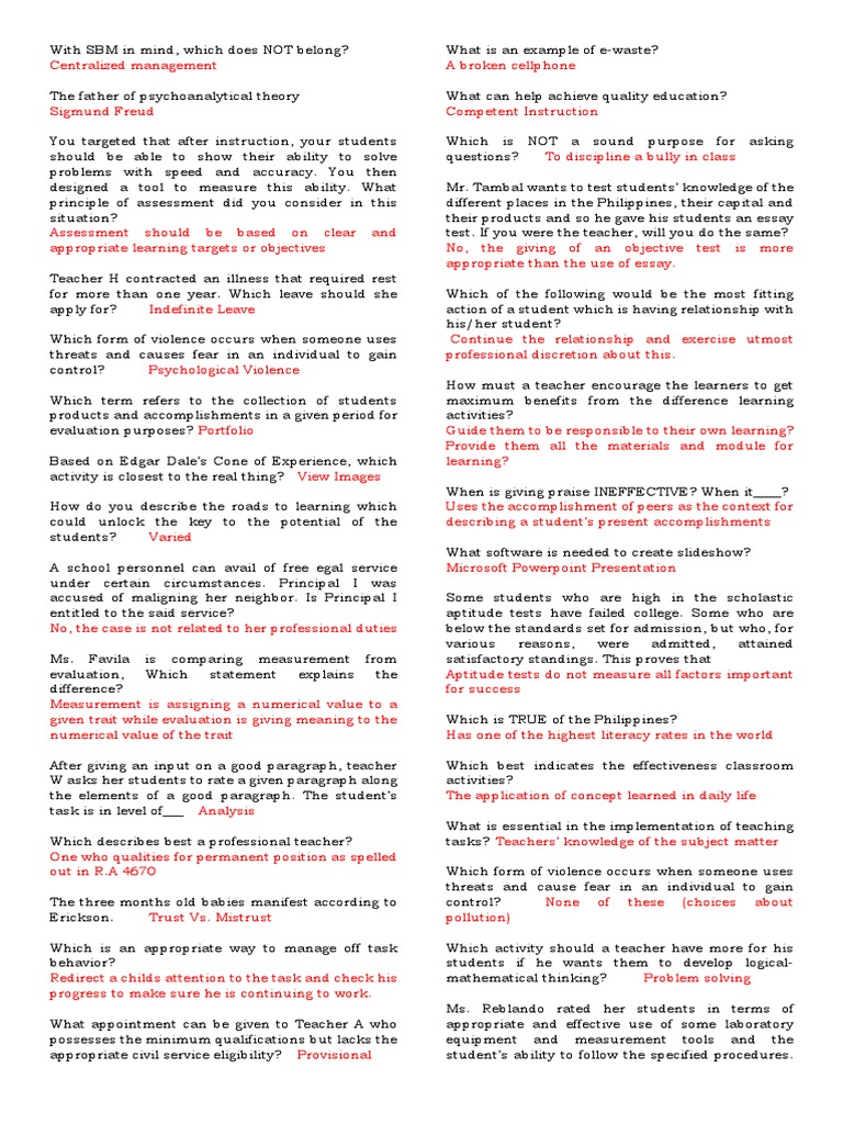 Professional Education Part 1 | PDF