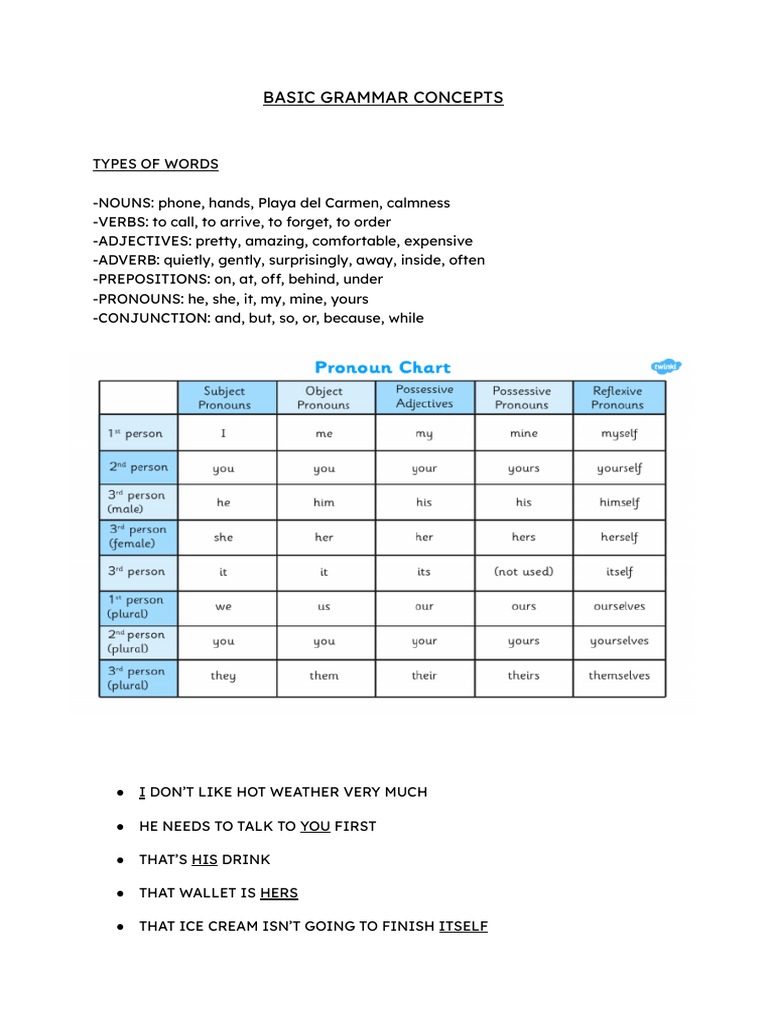 Basic Grammar Concepts | PDF