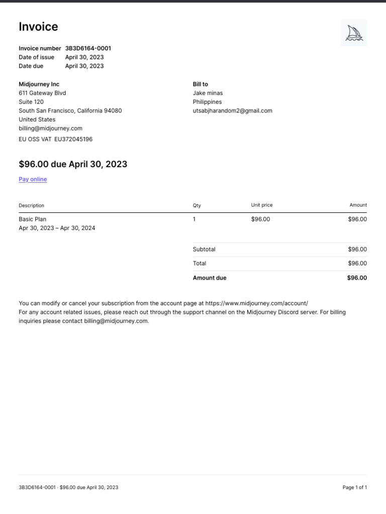 Invoice 3B3D6164 0001 | PDF