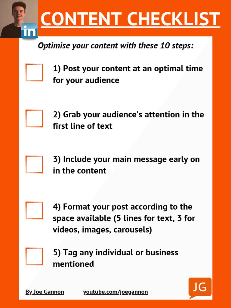 LinkedIn Content Checklist (Joe Gannon) | PDF