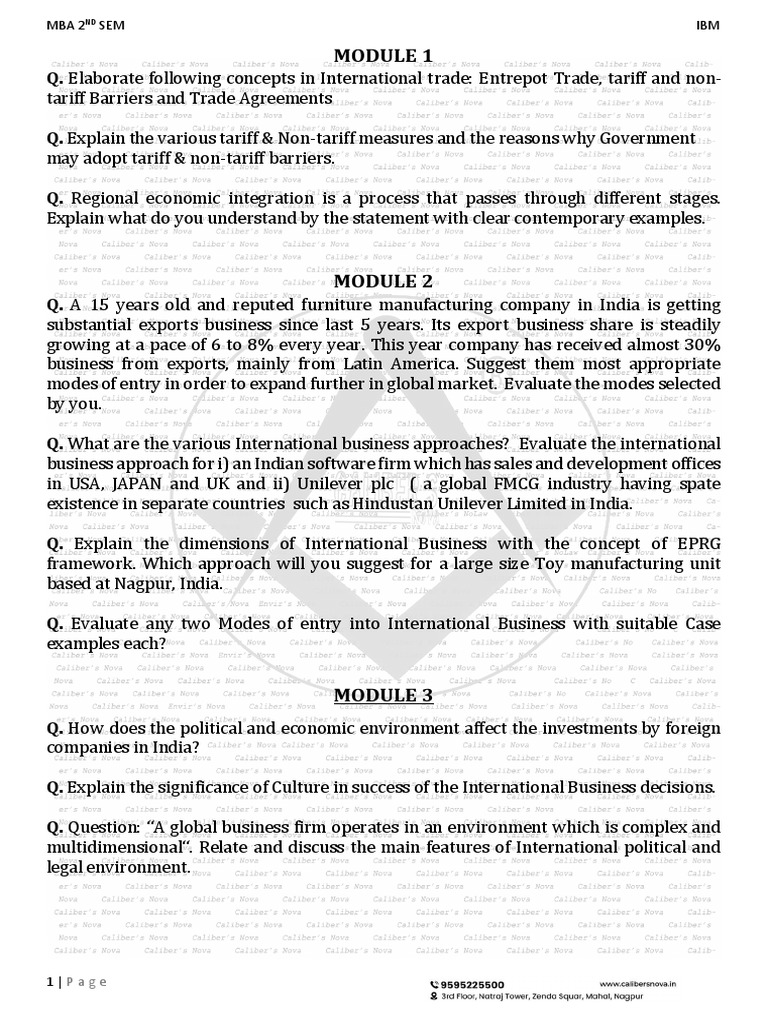 Ibe Question Paper | PDF | Exports | Non Tariff Barriers To Trade