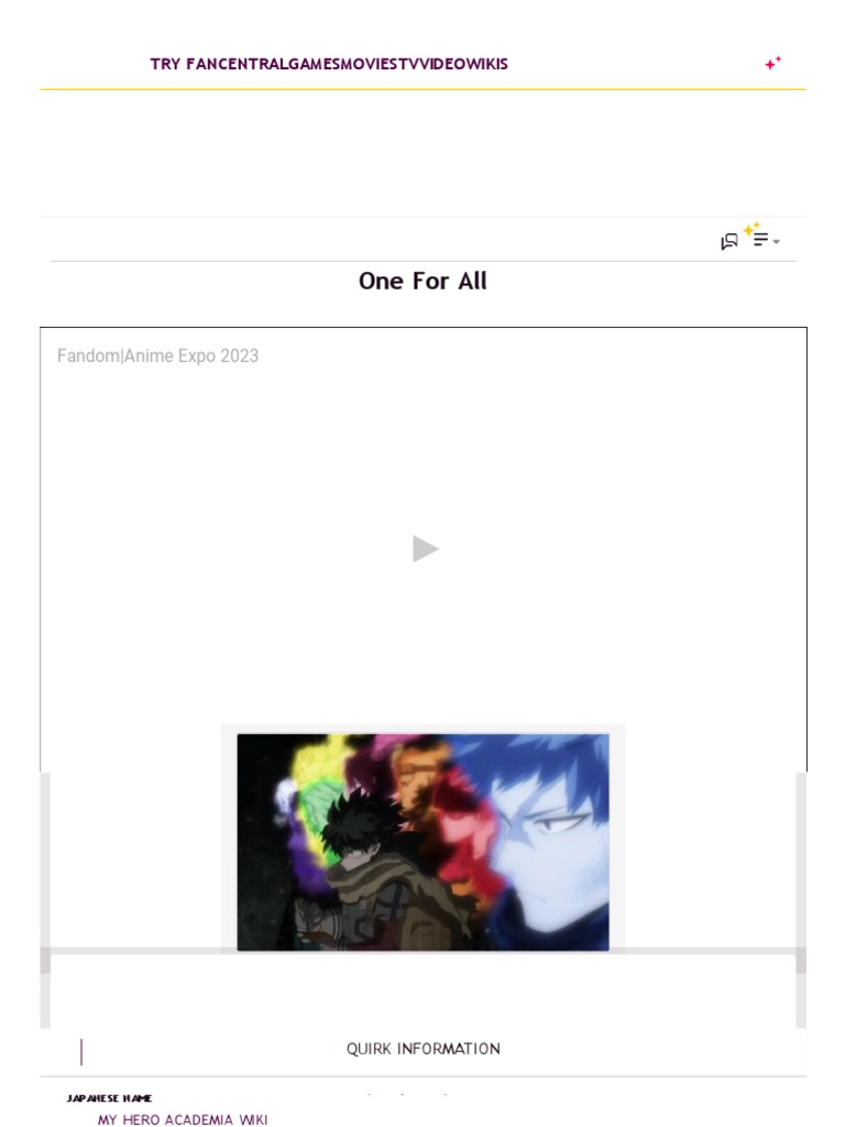 One For All - My Hero Academia Wiki - Fandom | PDF