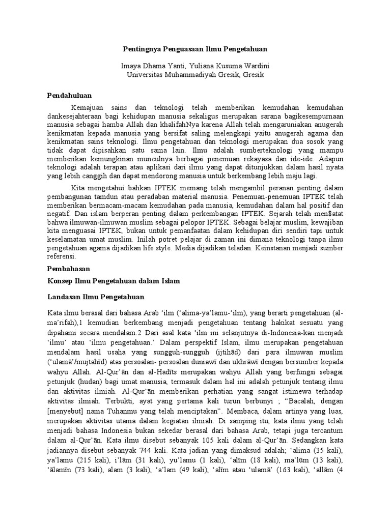 Makalah Pentingnya Penguasaan Ilmu | PDF
