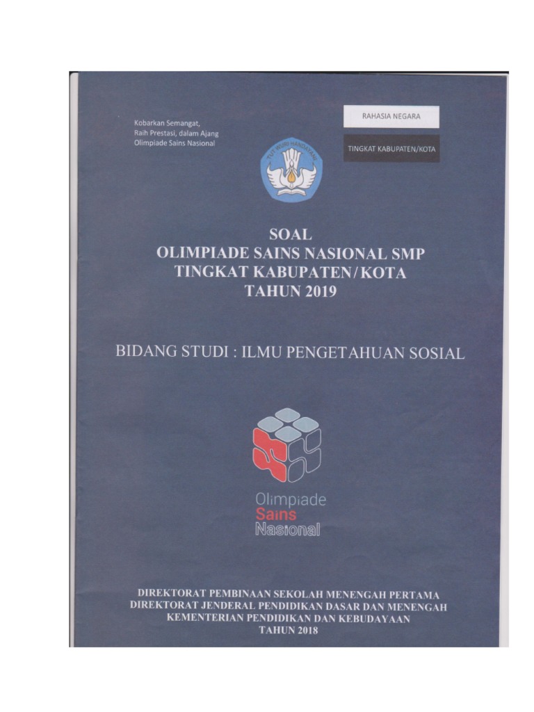 OSN IPS SMP Tingkat Kabupaten 2019 | PDF OSN IPS SMP Tingkat Kabupaten 2019 | PDF