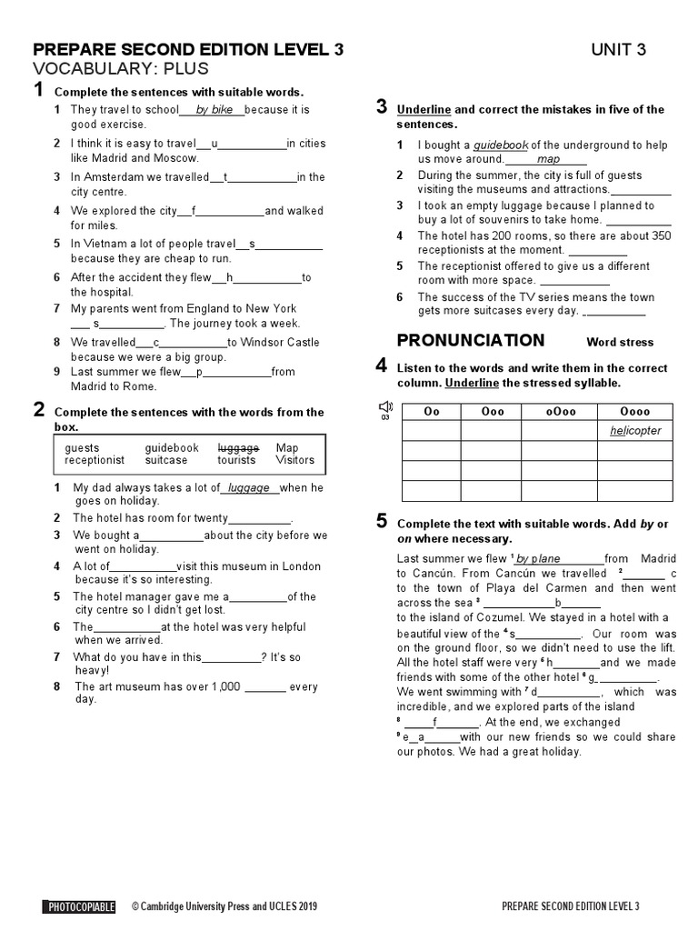 Prepare Level 3 Unit 3 Vocabulary Guide | PDF