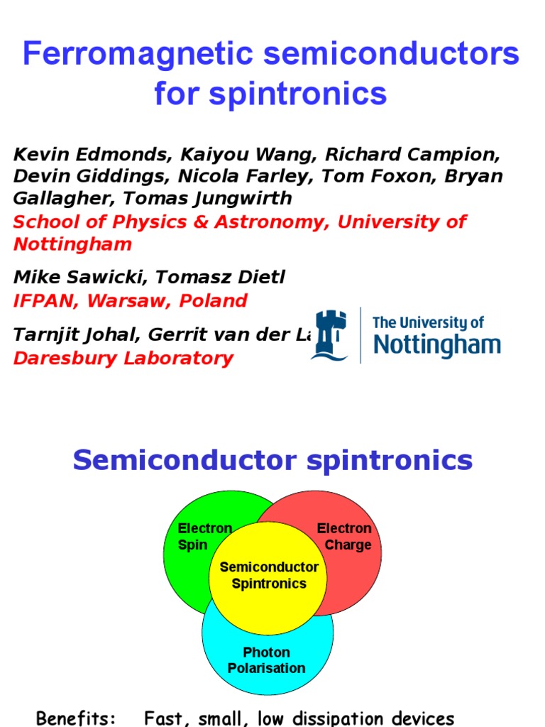 Ferromagnetic Semiconductors For Spintronics | PDF | Ferromagnetism ...