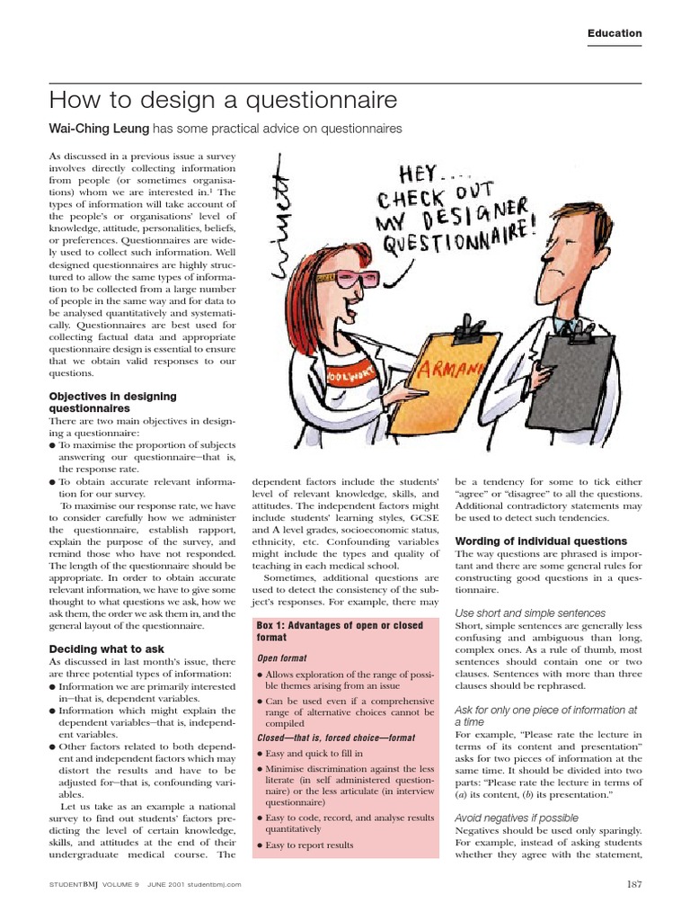How To Design A Questionnaire | PDF | Survey Methodology | Questionnaire