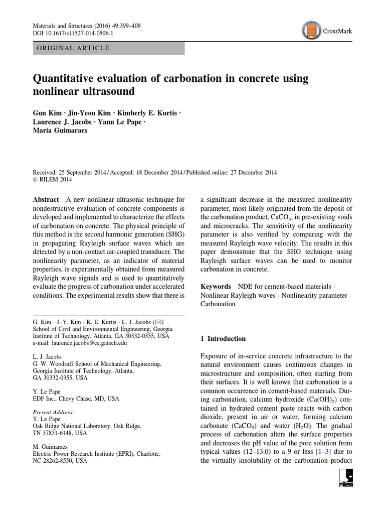 Quantitative Evaluation of Carbonation in Concrete Using | PDF | Concrete | Waves