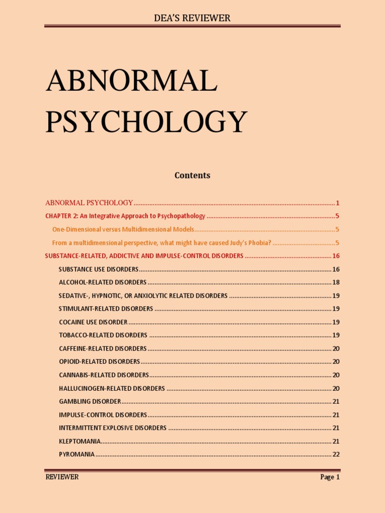 Abnormal Psychology Reviewer | PDF | Mental Disorder | Personality Disorder