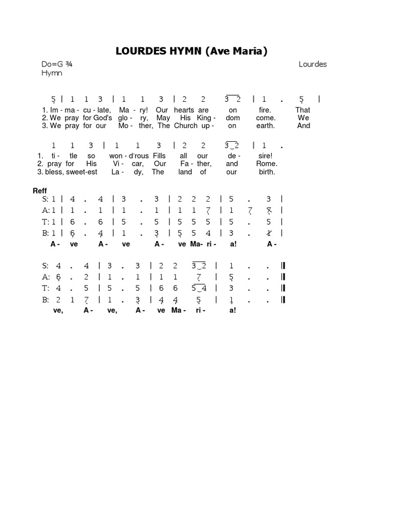 Ave Ave Lourdes Hymn | PDF