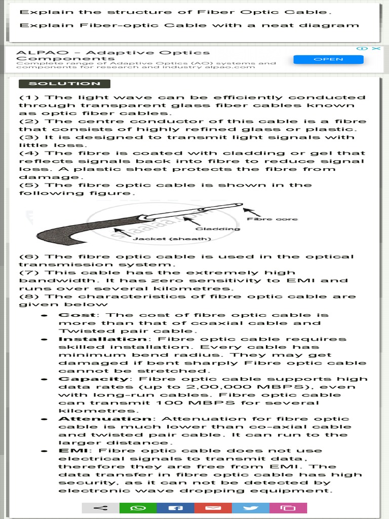 Structure of Fiber Optic Cable Explained | PDF | Optical Fiber | Equipment